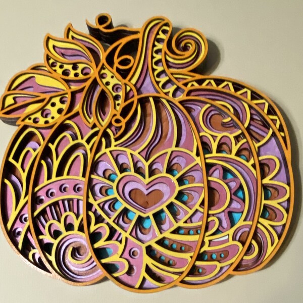 Magic Pumpkin Heart Decor 3D Mandala SVG Files, Svg Papercut for ...
