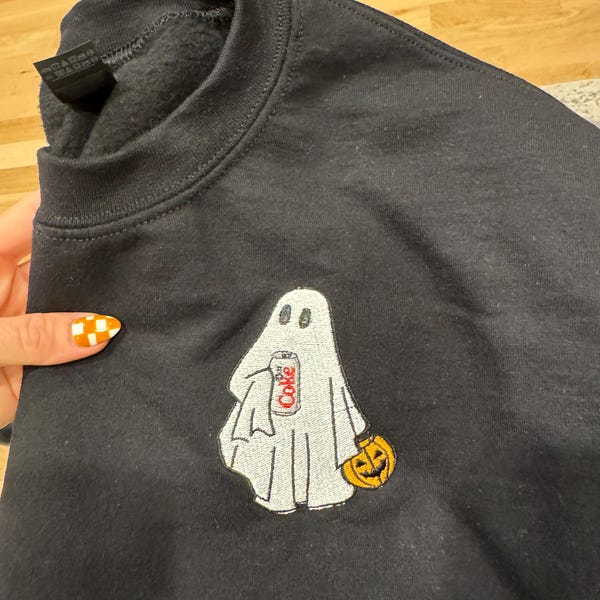 Diet Cola Ghost Embroidery Design: Halloween Machine Embroidery File ...