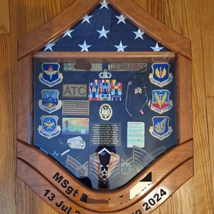 Handcrafted Air Force Msgt Shadowbox Military Shadowbox Retirement ...