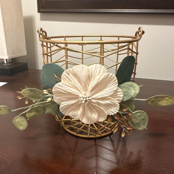 Champagne Gold Metallic Flower Girl Basket | Golden Wedding or Gift ...