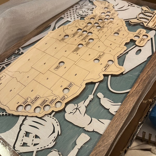 Custom Baseball Stadium Travel Map Tracker, Ballpark Travel Map, MLB ...