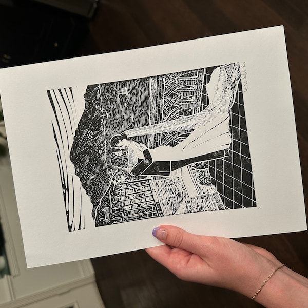 Linocut Custom Wedding Portrait Lino Custom Couple Portrait First ...