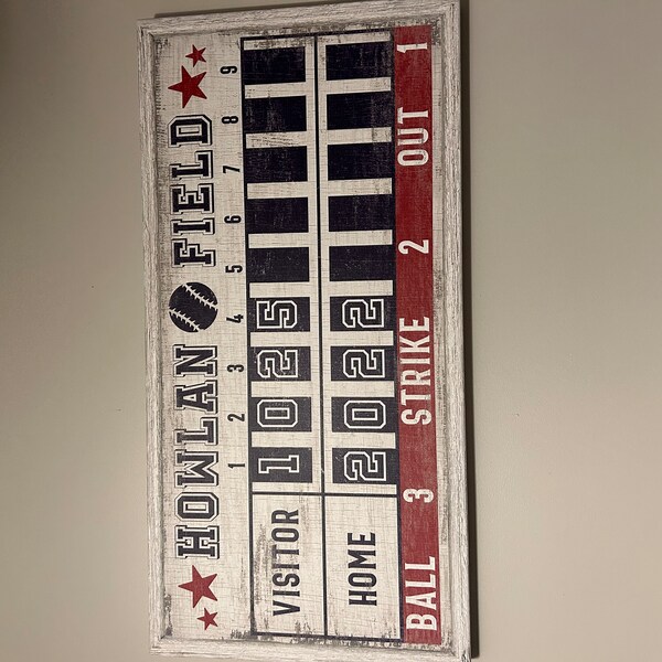 Personalized Baseball Scoreboard Sign, Game Room Wall Decor, Sports ...