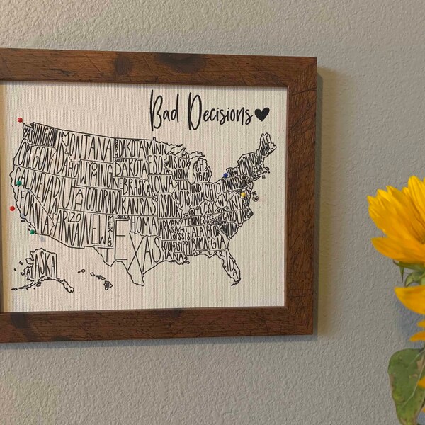 Push Pin Map, Personalized Travel Map, USA, United States, Second ...