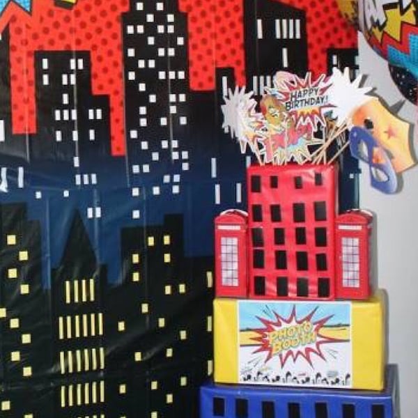 SUPERHERO Birthday Party Photo Booth Props-sign and SUPERHERO Masks ...