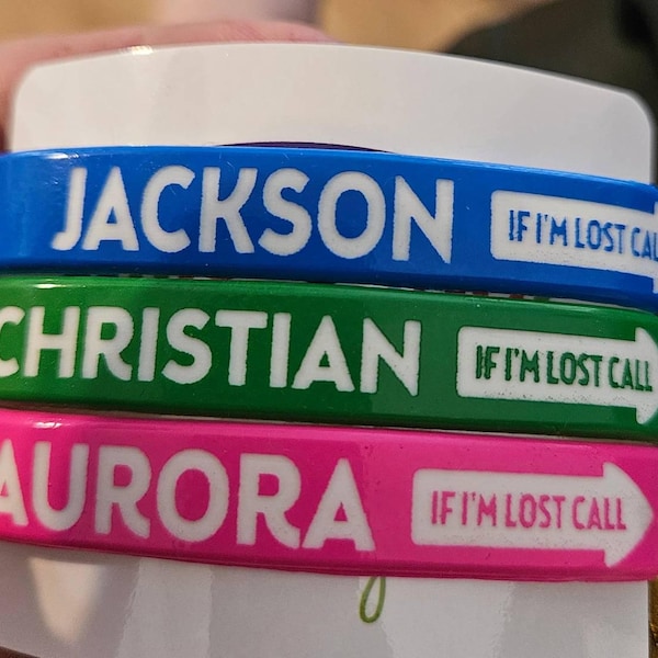 Child ID Bracelet - Custom Engraved Silicone Identity Wristband - Child ...