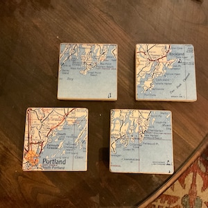 Custom Vintage Map Coasters Personalized Coasters Custom Coasters ...