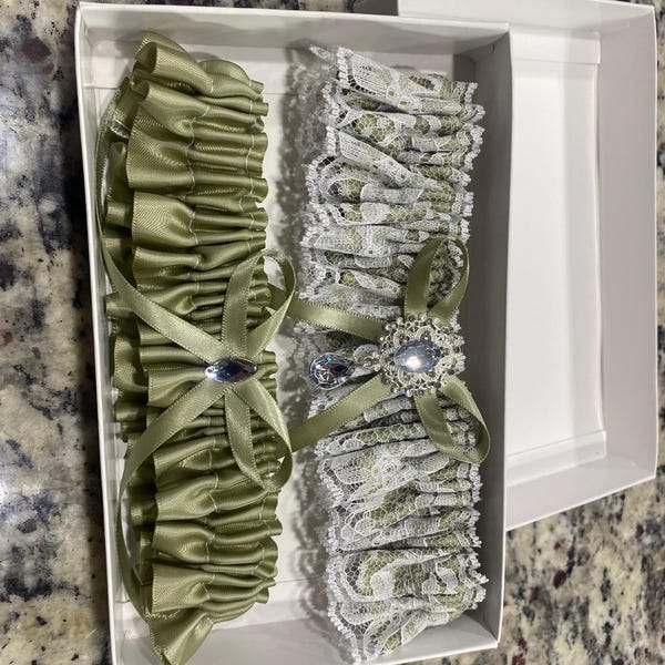 Sage Green Wedding Garter, Bridal Garter, Garter Belt, Garter Set ...