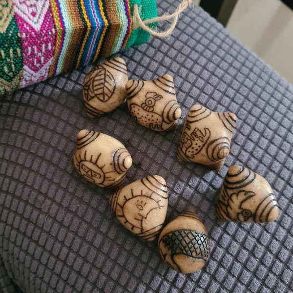 Set of 7 Peruvian CHUMPI KHUYA Stones - Hand Carved From Alabaster ...