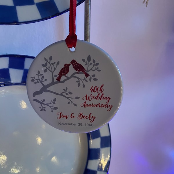 Personalized Christmas Ornament 40th Wedding Anniversary Gift ...