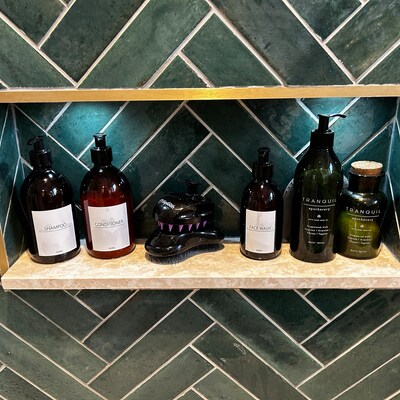 White Label Collection PLASTIC 300ml/500ml Reusable Amber Pump Bottle ...