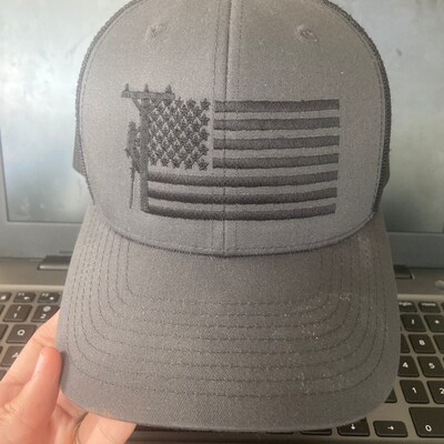 Any Colors, All Black Lineman Flag Embroidered Hat, Lineman Baseball ...