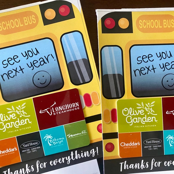 PRINTABLE Bus Driver Thank You Card - Printable Bus Driver Gift Card ...