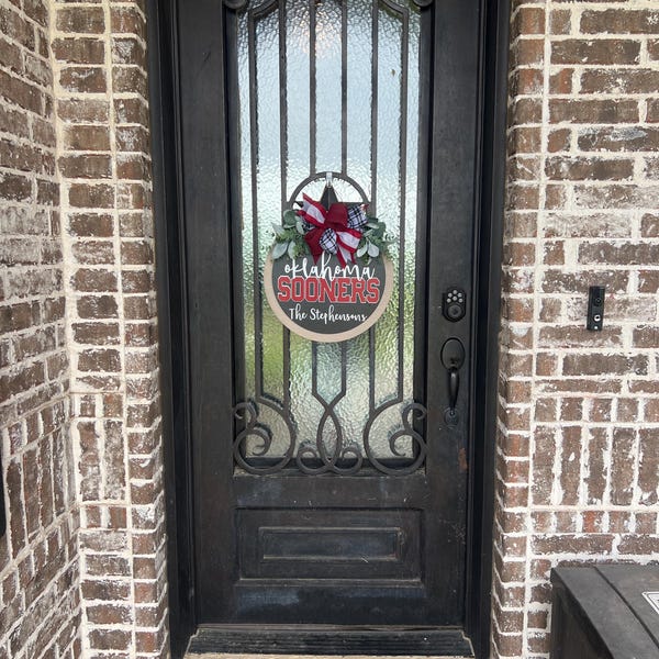 Oklahoma Sooners Front Door Decor | Boomer Sooner Sign | OU Wreath | OU ...