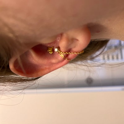 Star Conch Ear Piercing, Conch Piercing, Conch Hoop Earring, Gold ...