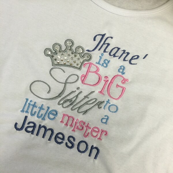 Big Sister to a Little Mister Sibling Design Applique Crown-instant ...