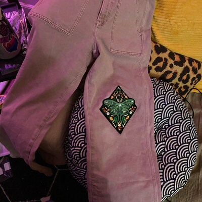 Lunar Moth in Fall Foliage Diamond With Border AND Coordinating ...