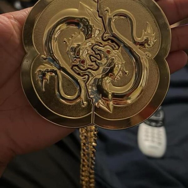 Double Dragon Gold Medallion Cosplay Prop Metal Necklace - Etsy