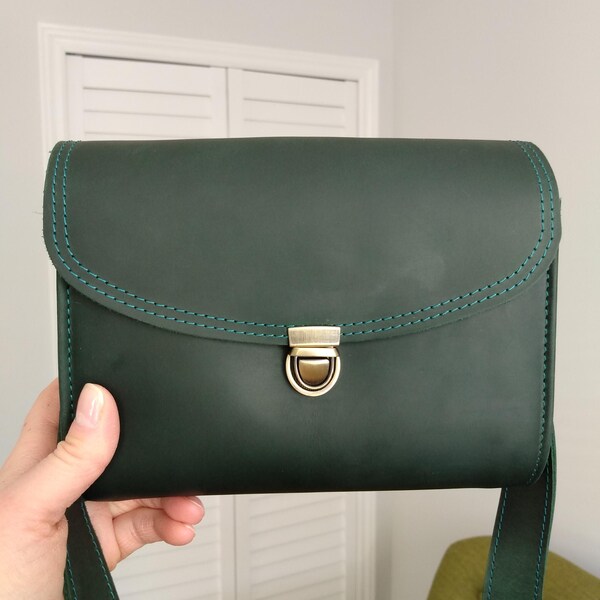 Black Minimalist Leather Womens Bag, Leather Crossbody Bag, Small ...