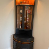 Tall and Low Curved Corner Drinks Cabinets by Nathan. - Etsy UK
