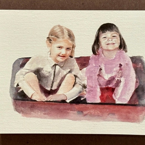 Hand Painted, Photo to Highly Detailed Watercolor. Family, House ...