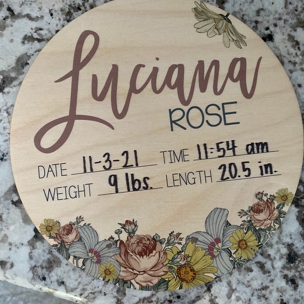 Baby Birth Stat Sign | Personalized Birth Announcement Sign | Printed ...