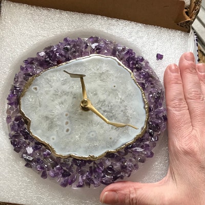 6 Diameter Purple Crystal With White Agate Wall Clock - Etsy