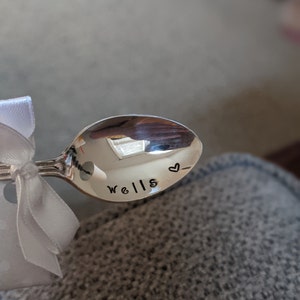 Antique Silver Baby Spoon Personalized Baby Gift Newborn - Etsy