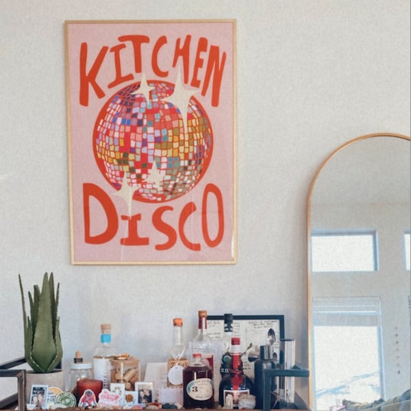 Kitchen Disco Print | Colourful Home Décor | Rainbow Kitchen | Disco ...