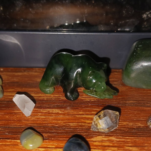 Canadian Jade Bear With Fish - Multiple Sizes - Jade Carving - Jade ...