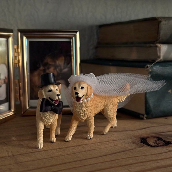 Golden Retriever-dog-bride-groom-wedding-animal-cake Topper-4 Inch-6 ...