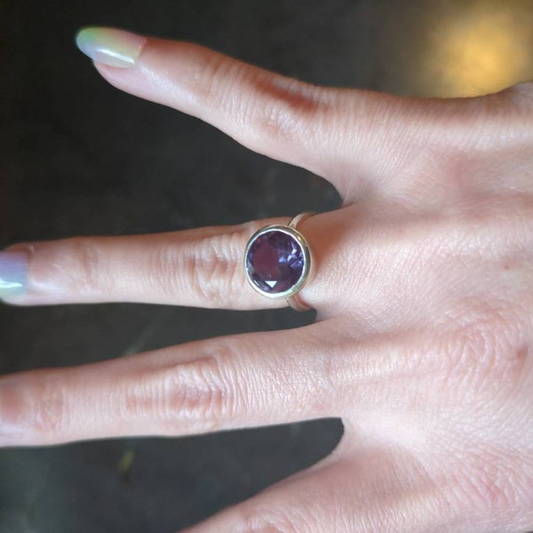 Tanzanite Solitaire Ring, 6 X 8 Oval Bezel Set Handmade Ring, 925 ...