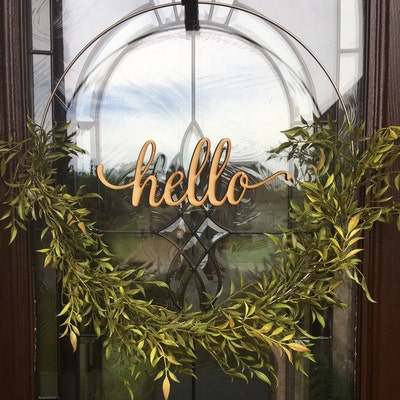 Hello Script Wood Sign wood Sign Art, Wooden Hello, Hello Sign, Laser ...