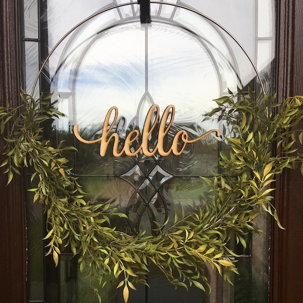 Hello Script Wood Sign -wood Sign Art, Wooden Hello, Hello Sign, Laser ...