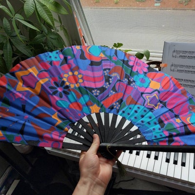 Pink Moo Moo Fan / Large Fan / Rave Accessory / Hand Fan / - Etsy