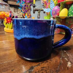 Tall Orange and Blue Ceramic Mug - Etsy