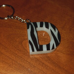 Letter Resin Animal Print Keychain Custom Personalized - Etsy