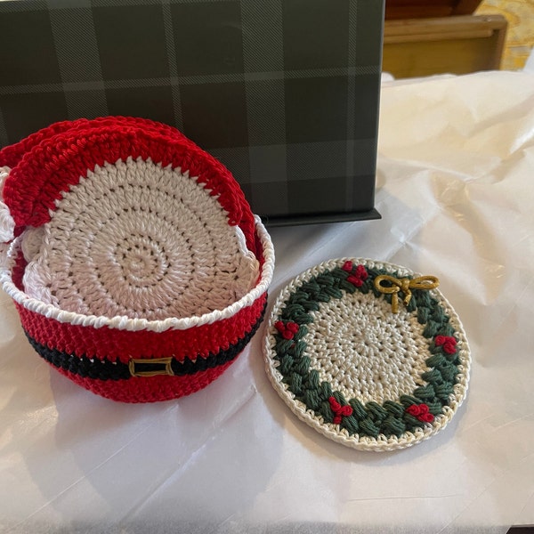 Crochet Pattern Santa Coaster With Basket, English (US Terms ...