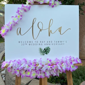 TROPICAL ALOHA WELCOME Party Sign Tropical Shower Hawaiian Party Baby ...