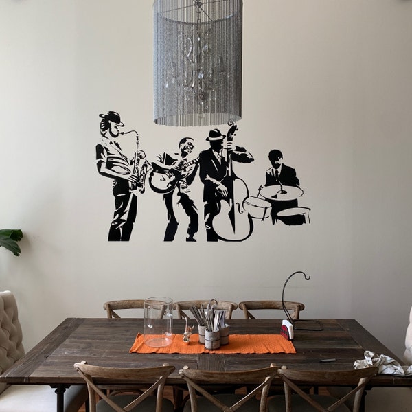 Jazz Band Musicians Music Night Playing Instruments Wall or Window ...