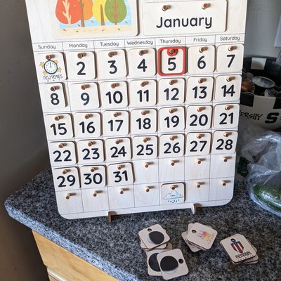Perpetual Calendar, Kids Calendar Montessori, Monthly Calendar, School ...