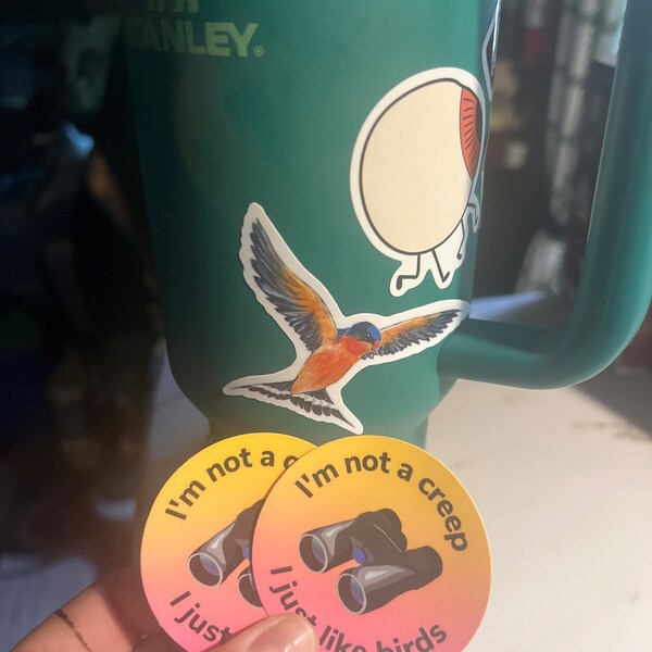 Birder Binoculars Sticker | Funny Gift for Naturalists, Bird Lovers ...