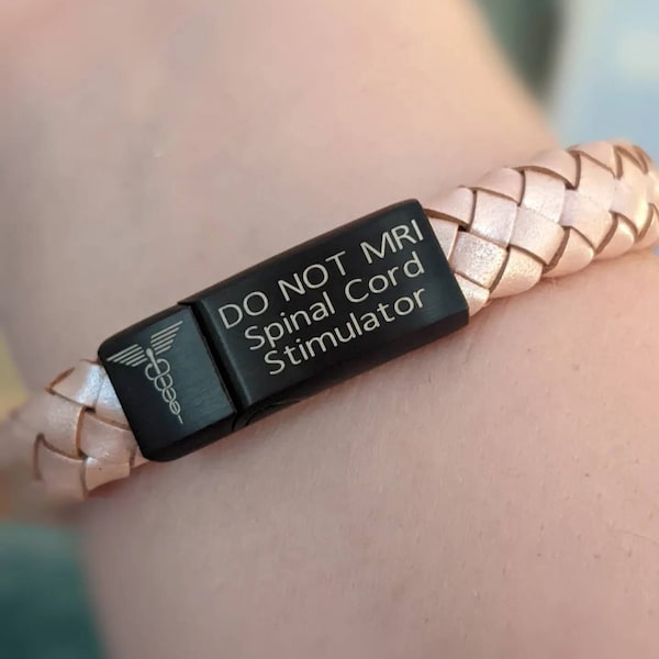 Red Medical Alert ID Bracelet With Soft Leather - Personalised, Any ...