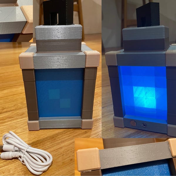 Pixelated Night Light Lantern Chargeable & Bigger- Night Lamp Birthday ...