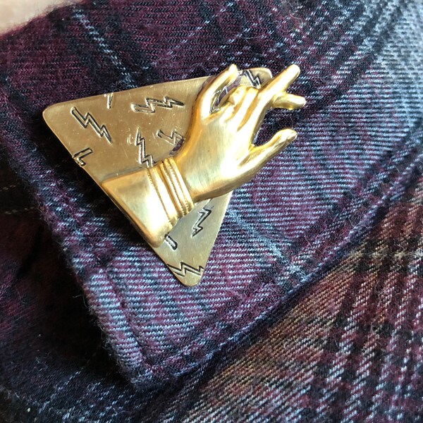 Electric Dandy Hand Pin (hand-stamped Brass) - Etsy