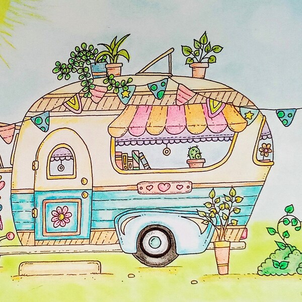 Cute Caravan Home Colouring Page for Adults! Instant Digital Download ...