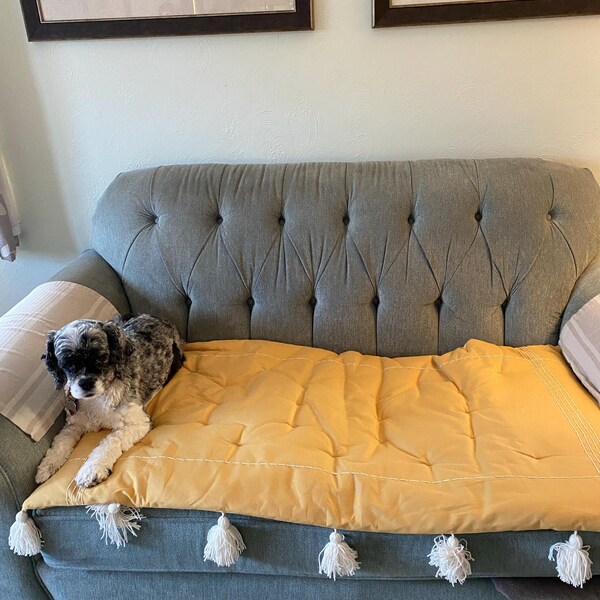 Linen Sofa Topper Couch Cover Pet Friendly Custom Size Handmade Couch ...