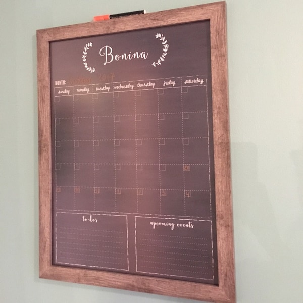 Personalized Calendar , Dry Erase Custom Chalkboard Calendar , Framed ...
