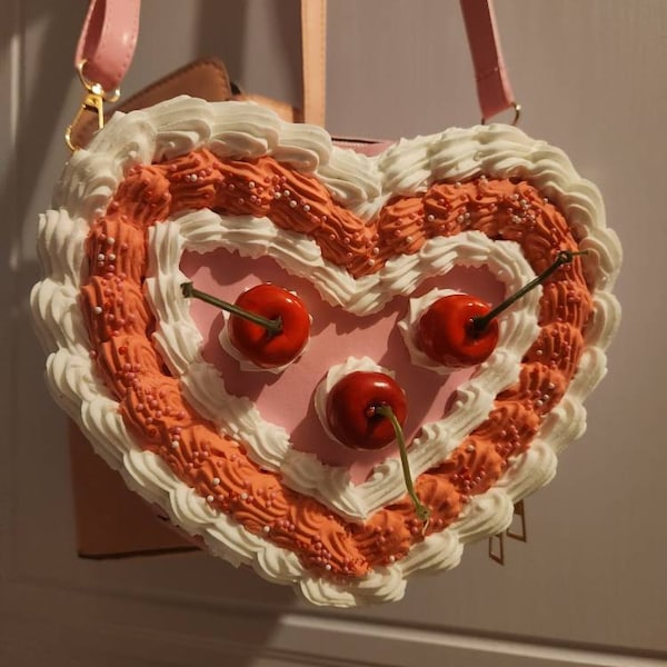 Pink and Red Heart Shaped Cake Purse/ Frosted Kawaii Purse/ Cute Cake ...