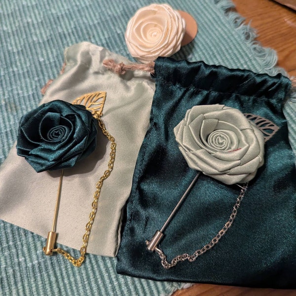 Sage Green Lapel Pin Chain , Suit Lapel Chain , Rose Wedding Lapel Pins ...